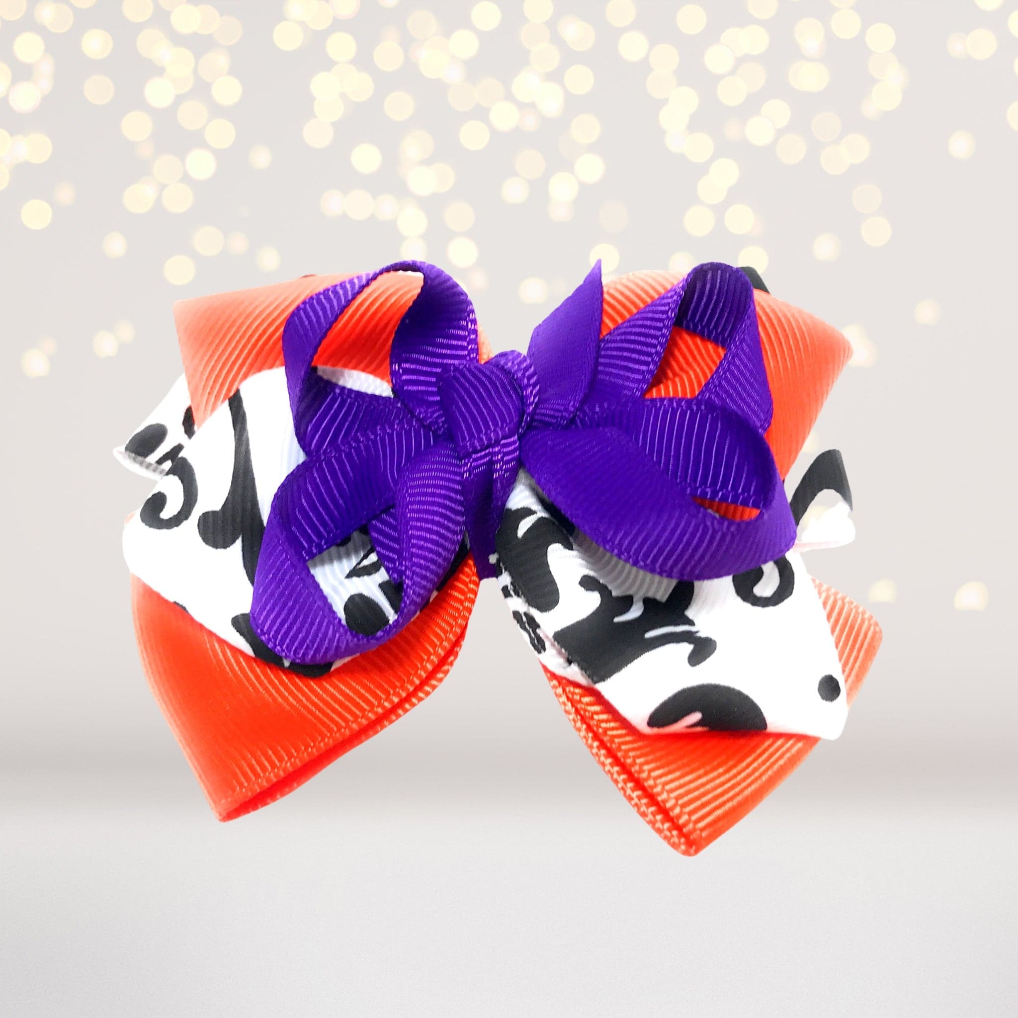 Halloween Hair Bows, Orange Black & Purple Hair Bows – Chicky Chicky Bling Bling
