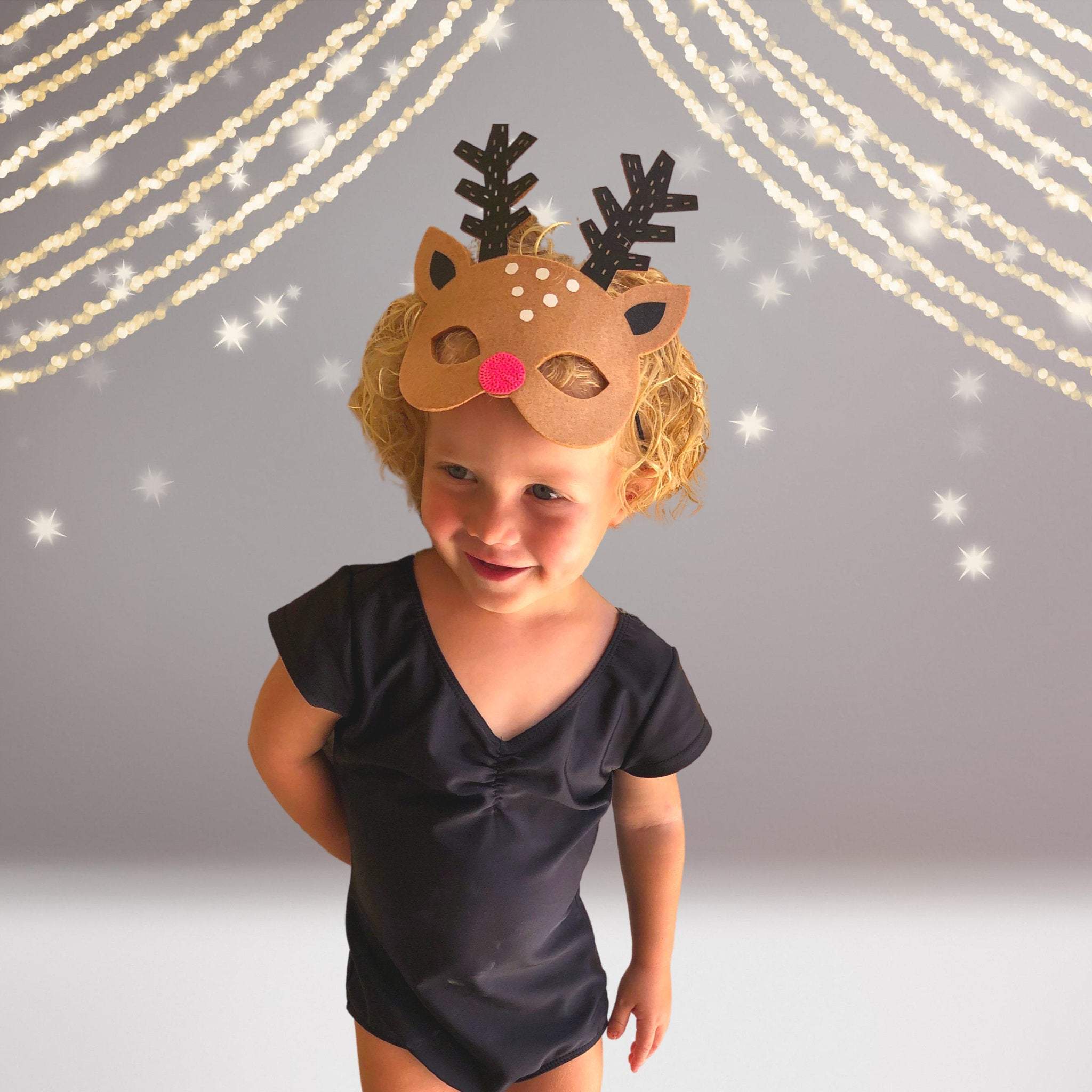 Kids Reindeer Costume Mask- Felt Mask – Chicky Chicky Bling Bling